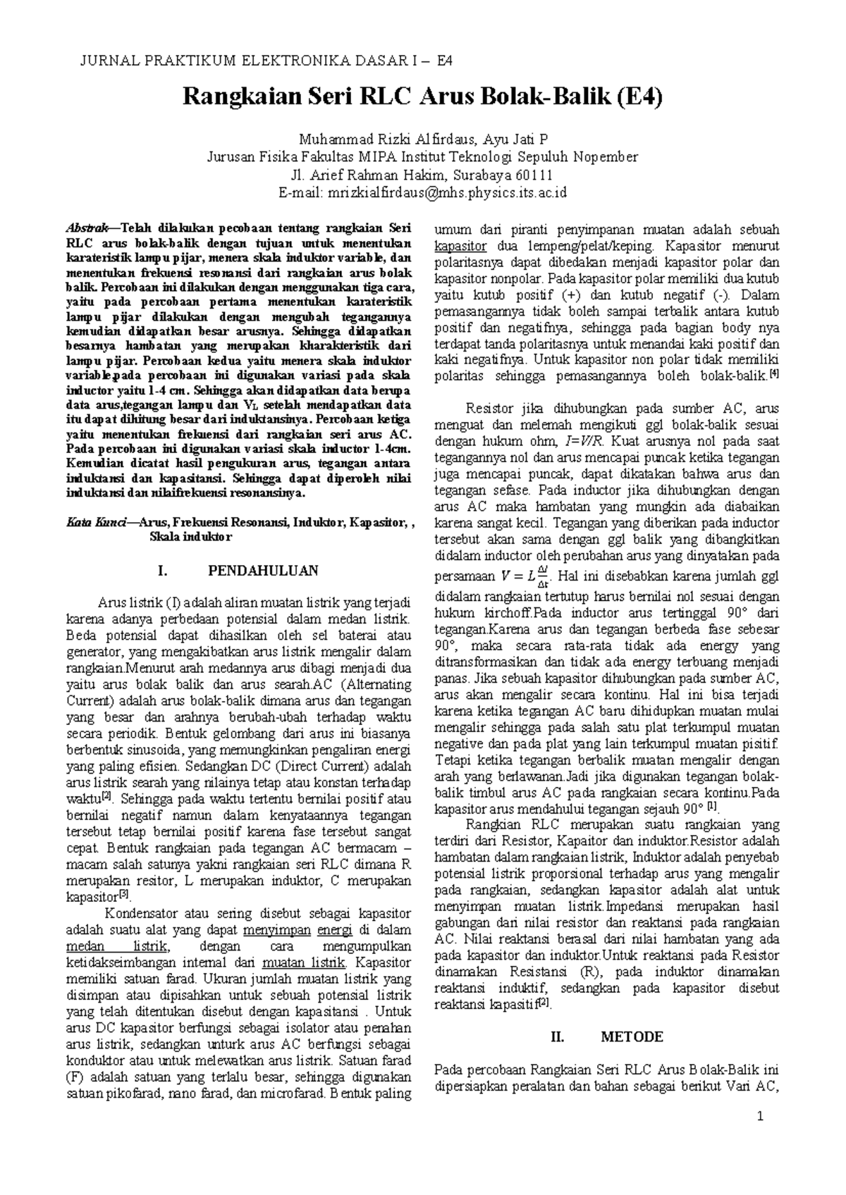 Rangkaian Seri RLC - Laporan Praktikum Elektronika Dasar - Rangkaian ...
