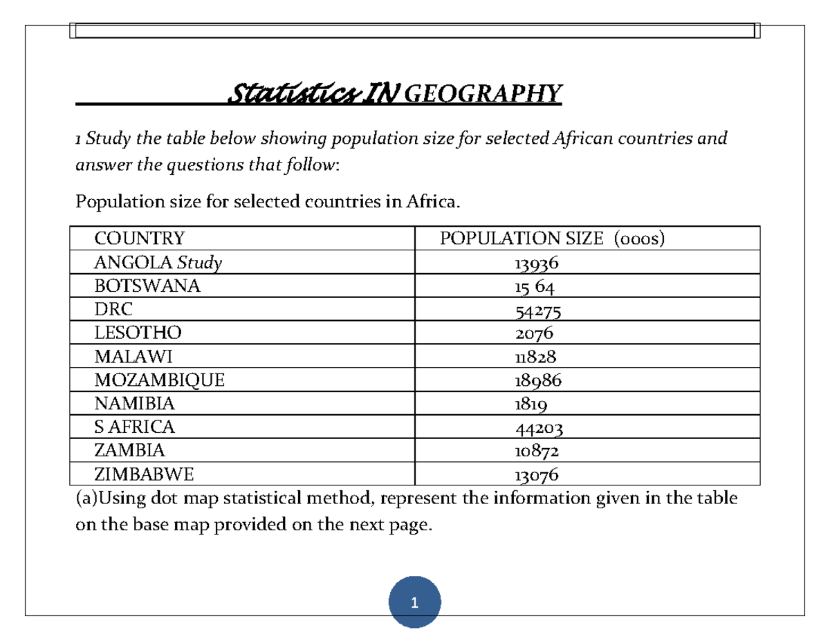 S5 and S6 Geog ( Statistics IN Geography) - Statistics IN GEOGRAPHY 1 ...