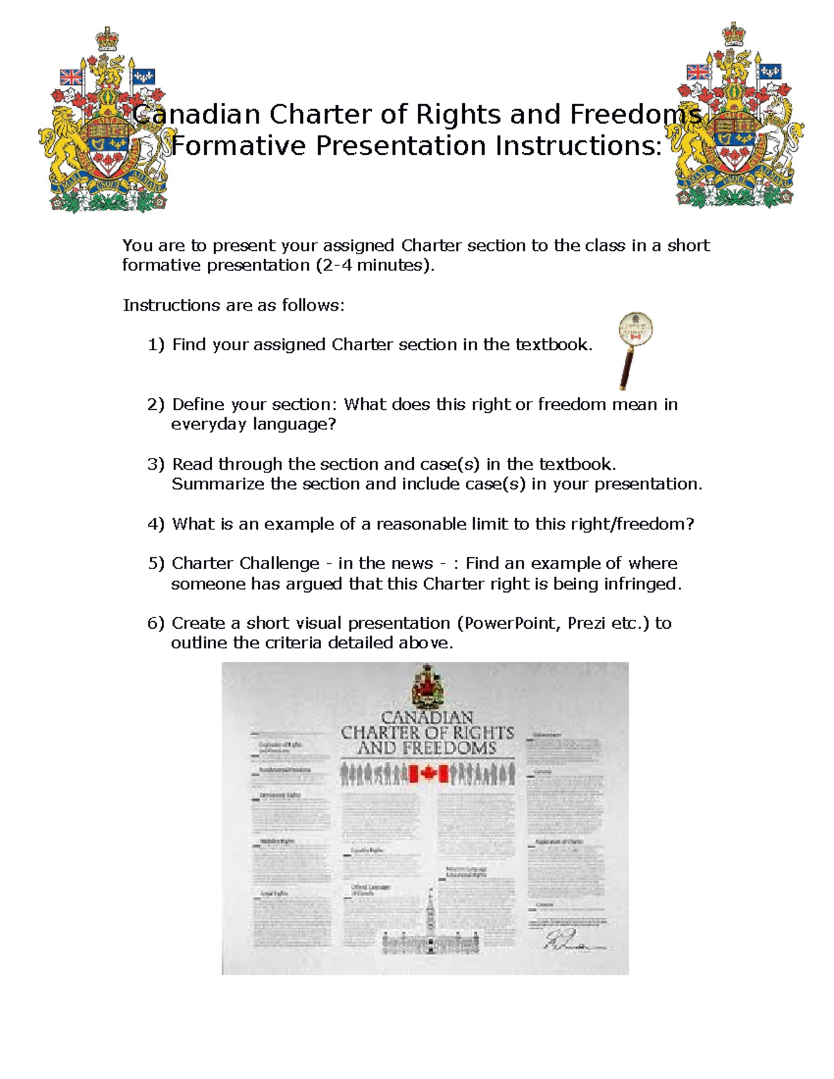 Canadian Charter of Rights and Freedoms - Exercice - Canadian Charter ...