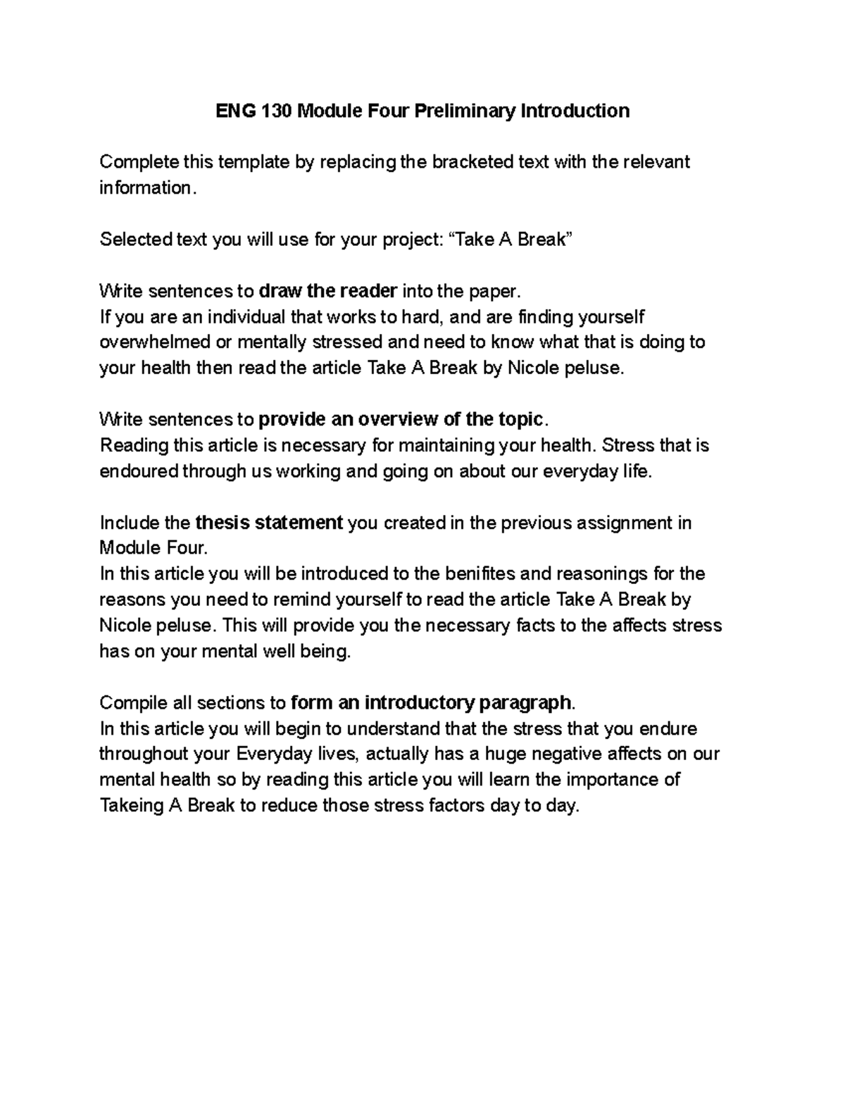 4-2 - Module 4 assignment - ENG 130 Module Four Preliminary ...