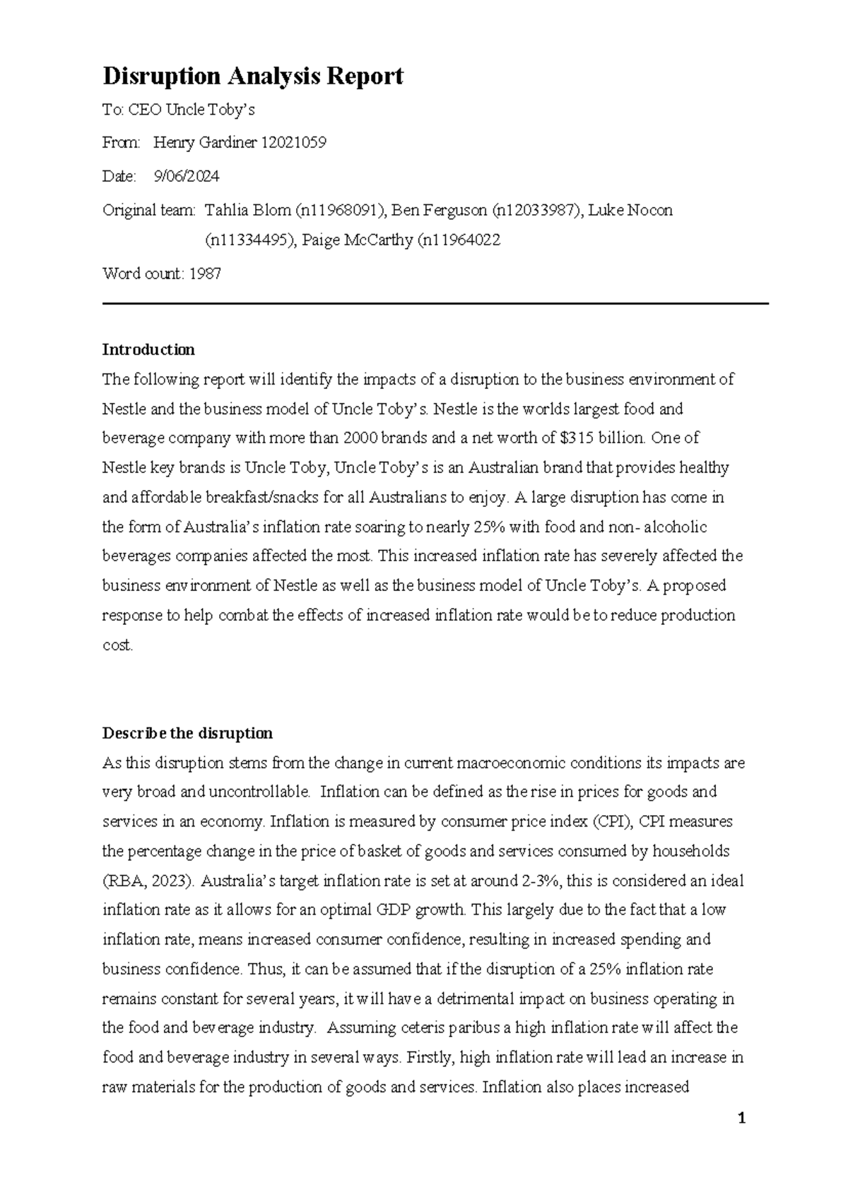 Disruption Analysis Report template-4 - Disruption Analysis Report To ...