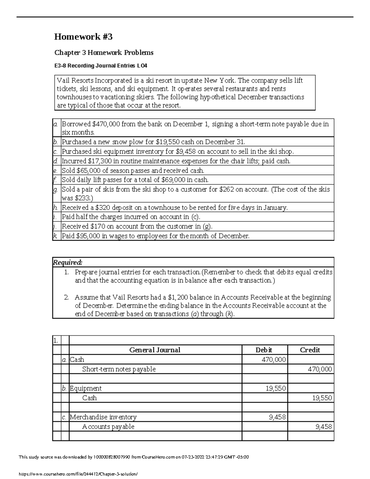 Chapter 3 solution - ... - Homework Chapter 3 Homework Problems E3-8 ...