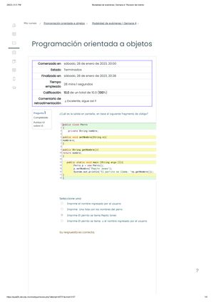 Modalidad de exámenes Semana 3 Revisión del intento algoritmos y ...