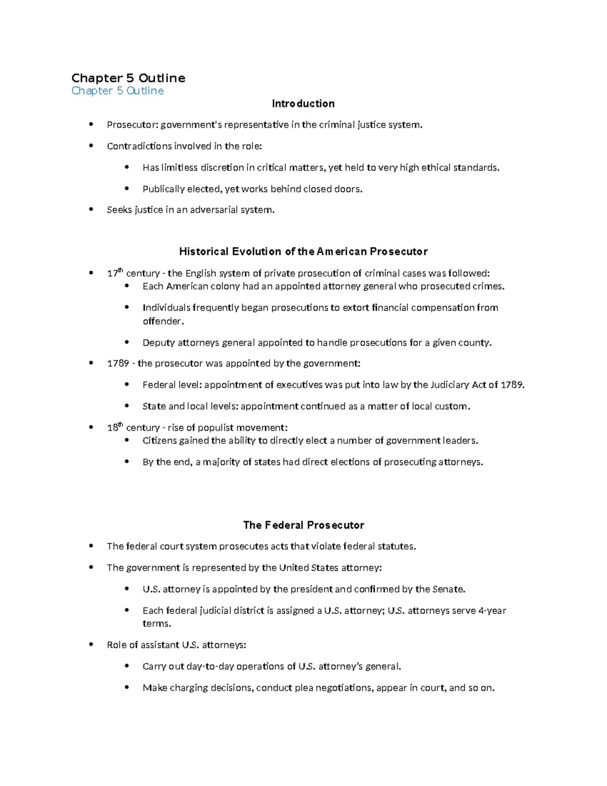 Chapter 5 - Chapter 5 Outline Chapter 5 Outline Introduction Prosecutor ...