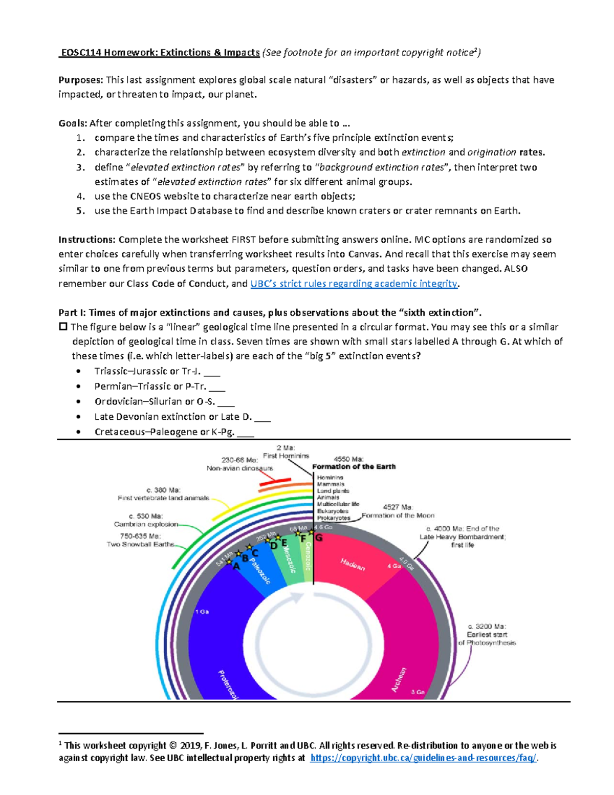 Aei-wksht-stu - Kdkf - EOSC114 Homework: Extinctions & Impacts (See ...