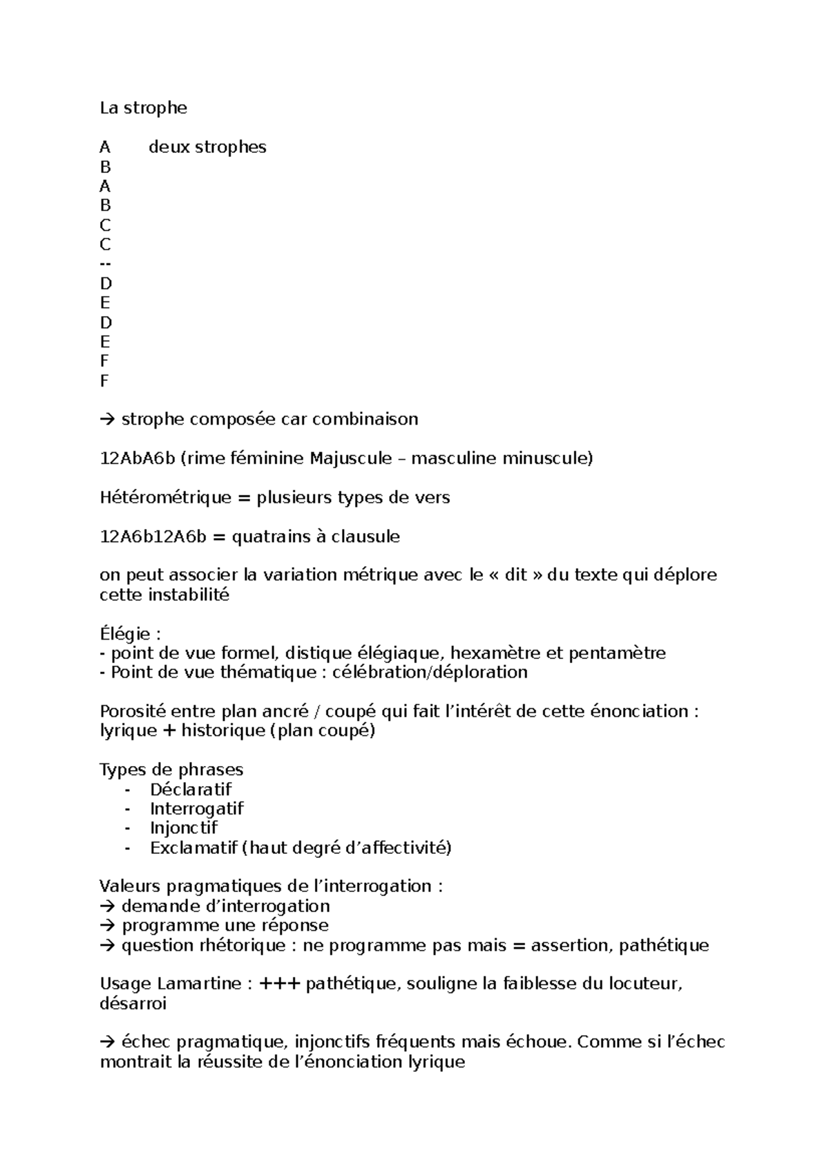 Stylistique de la poésie : la strophe - La strophe A deux strophes B A ...