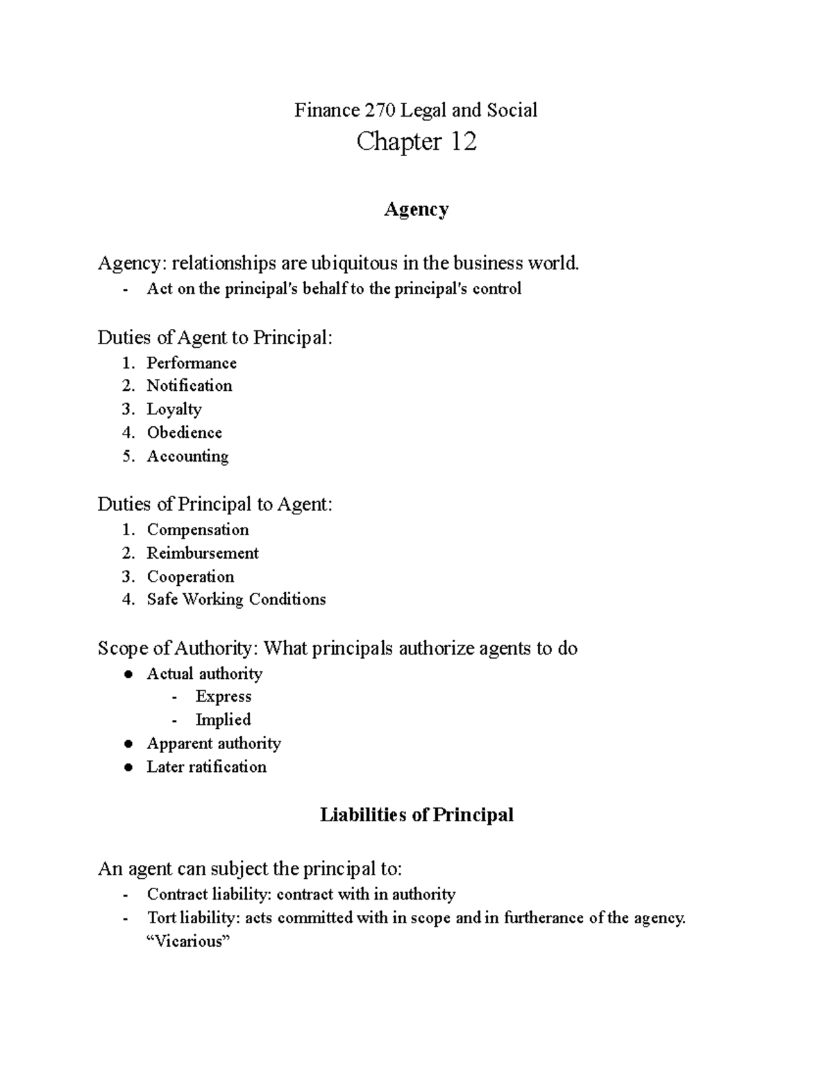 Finance 270 Chapter 12 part 1 - Finance 270 Legal and Social Chapter 12 ...
