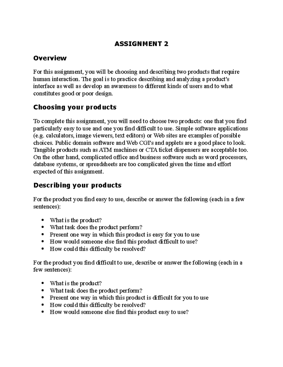 Assignment 2 - ASSIGNMENT 2 Overview For this assignment, you will be ...