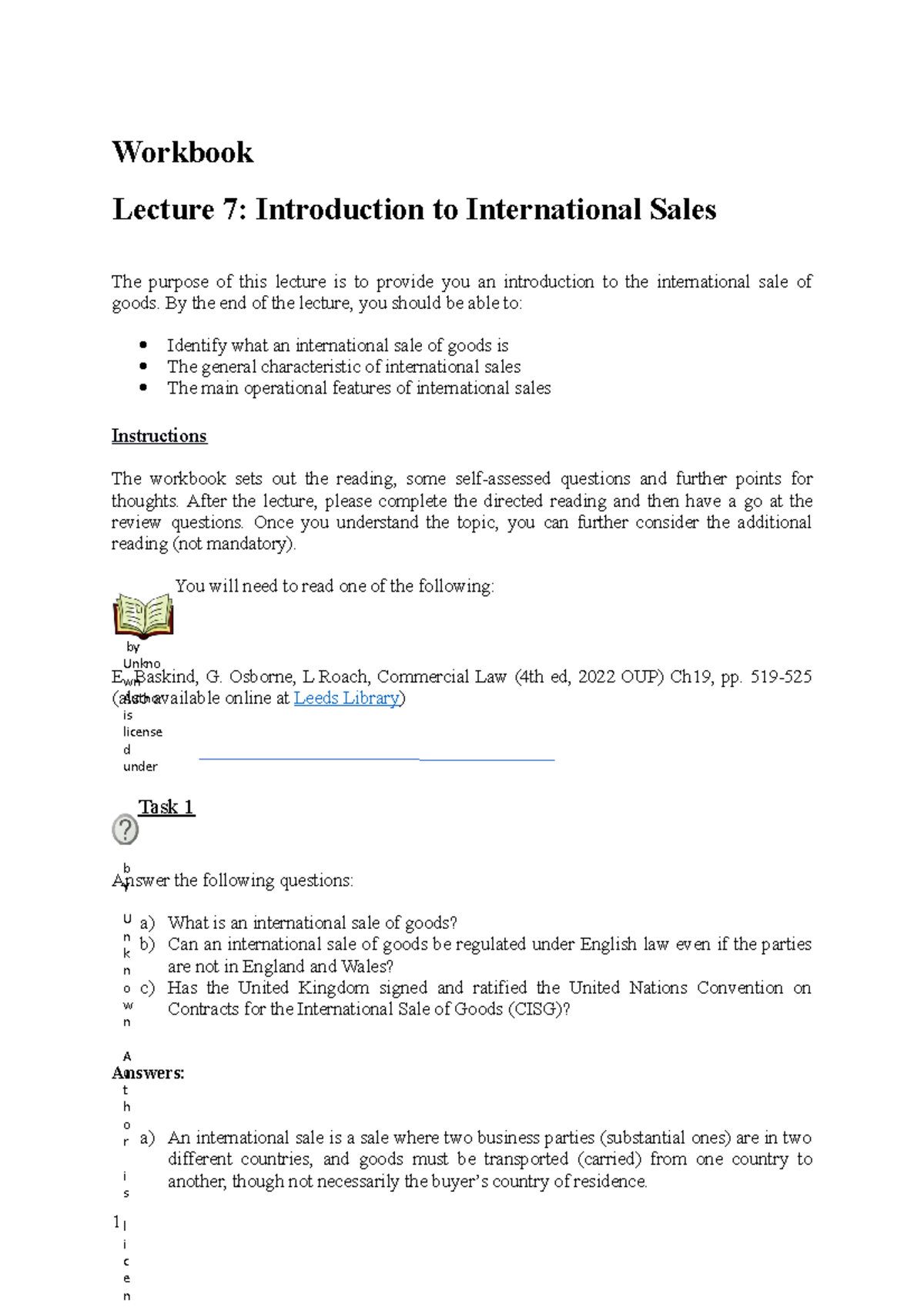 Workbook Lecture 7 Intro To International Sales - Workbook Lecture 7 ...
