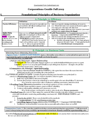 Corporations Fall 2012 Griffith Outline - 09/05/ INTRODUCTION Business ...