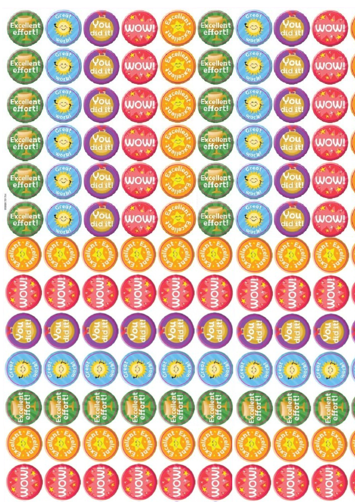 Stickers Grade 4-5 - just about it - Great Great Excellent You effort ...