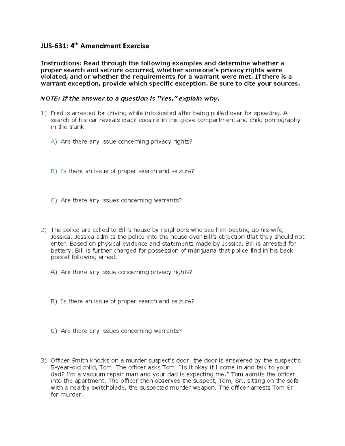 4th-amendment-exercise - JUS-631: 4th Amendment Exercise Instructions ...