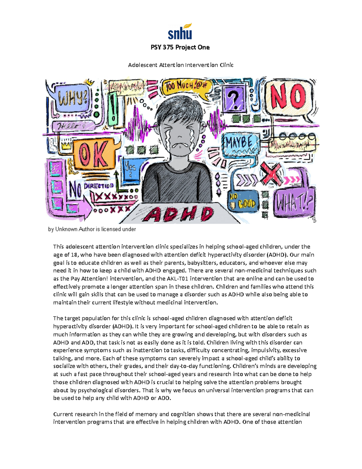 PSY 375 Project One - PSY 375 Project One Adolescent Attention ...