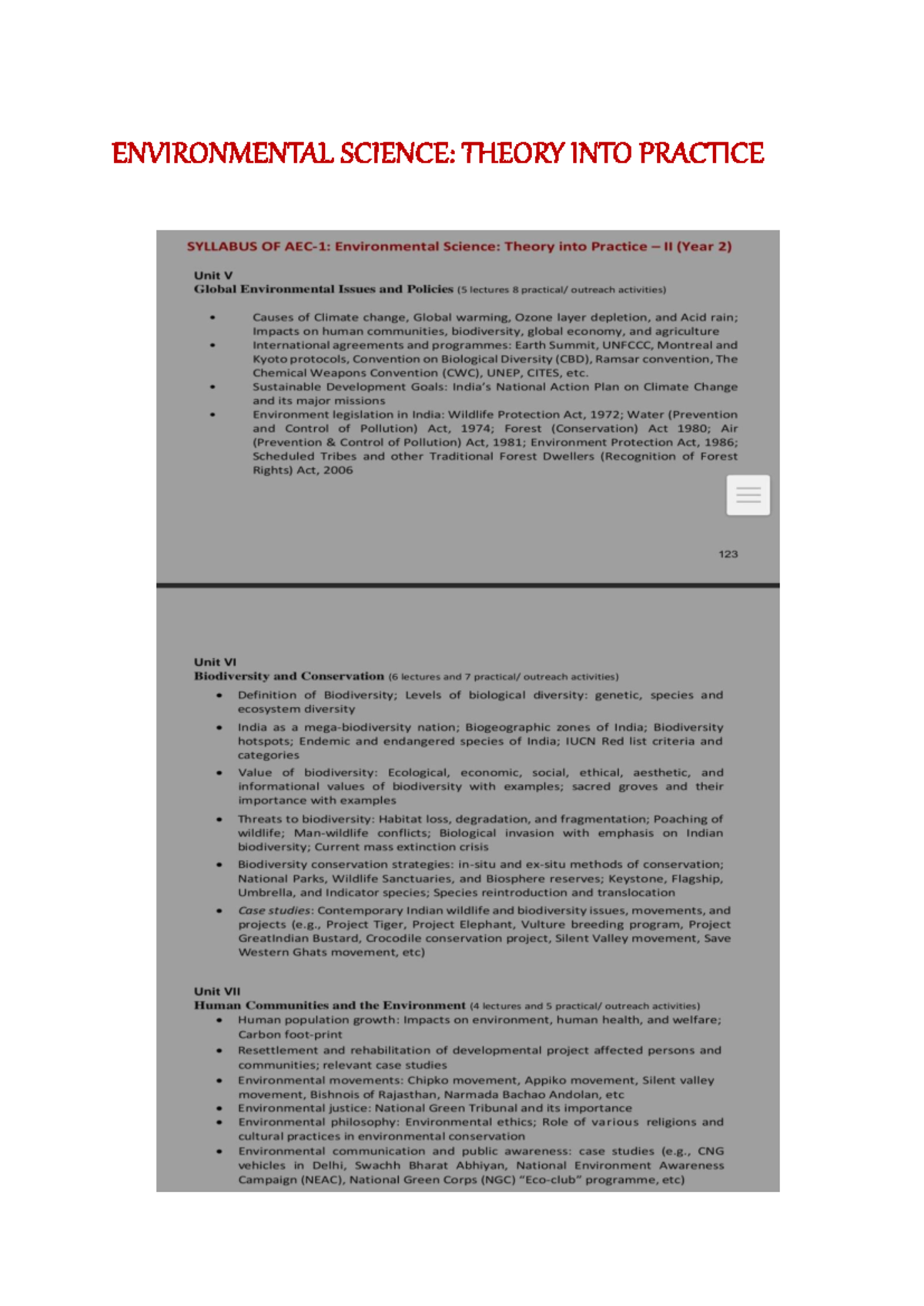 EVS SEM 4 - environmental science syllabus - ENVIRONMENTAL SCIENCE ...