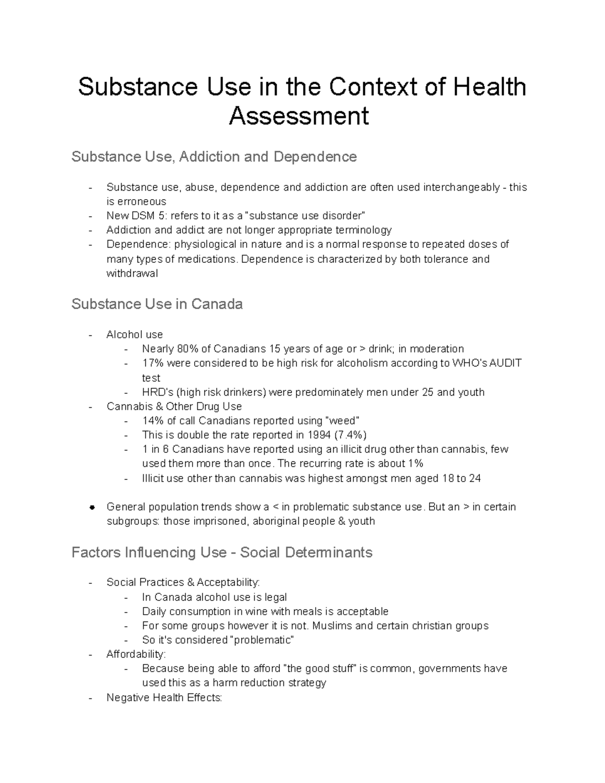 Week 6 Substance Use in the Context of Health Assessment - Substance ...