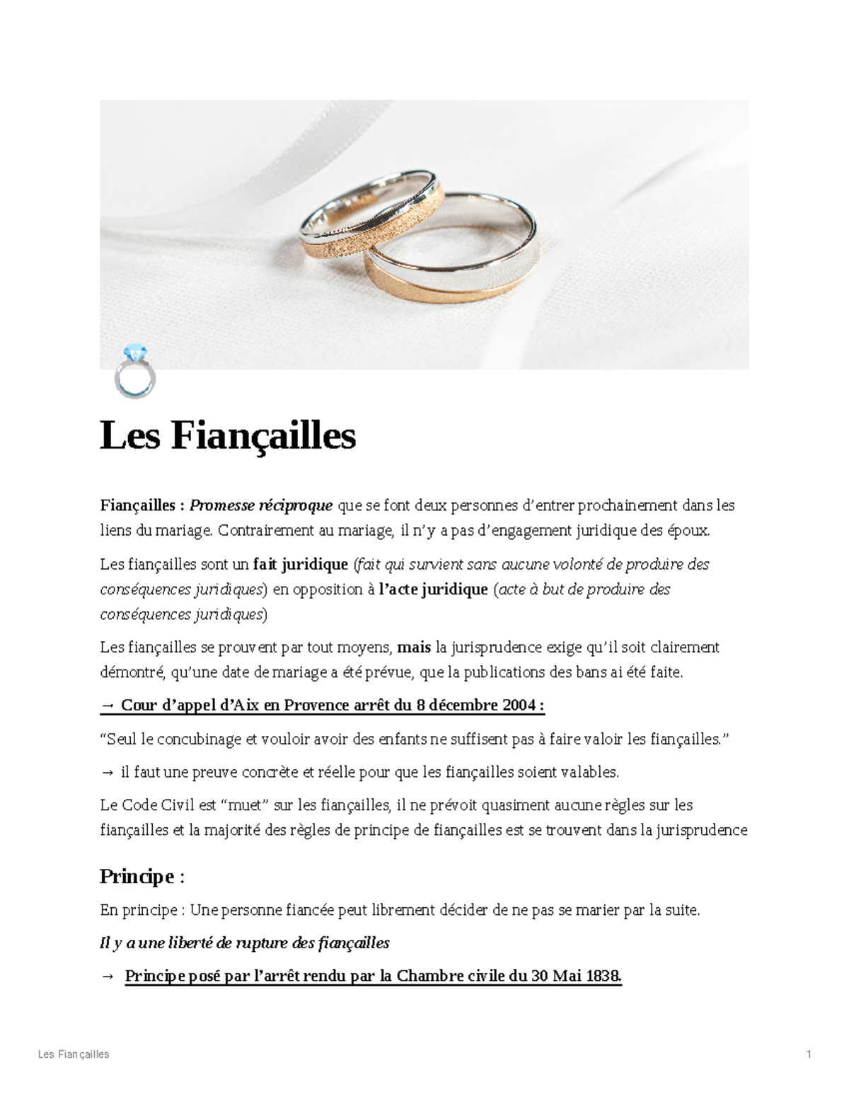 Fiche de révision sur les fiançailles - Les Fiançailles 1 💍 Les ...