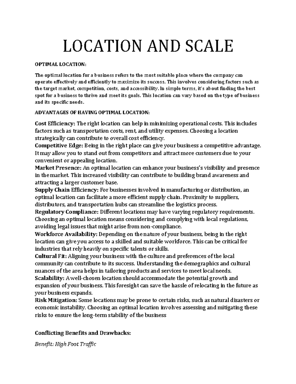 Location AND Scale - class notes - LOCATION AND SCALE OPTIMAL LOCATION ...