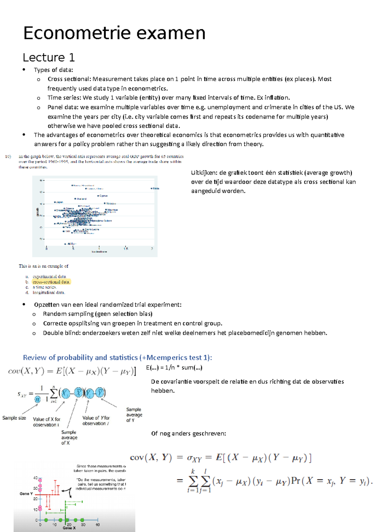 Introduction to econometrics 2023 - Econometrie examen Lecture 1 Types ...