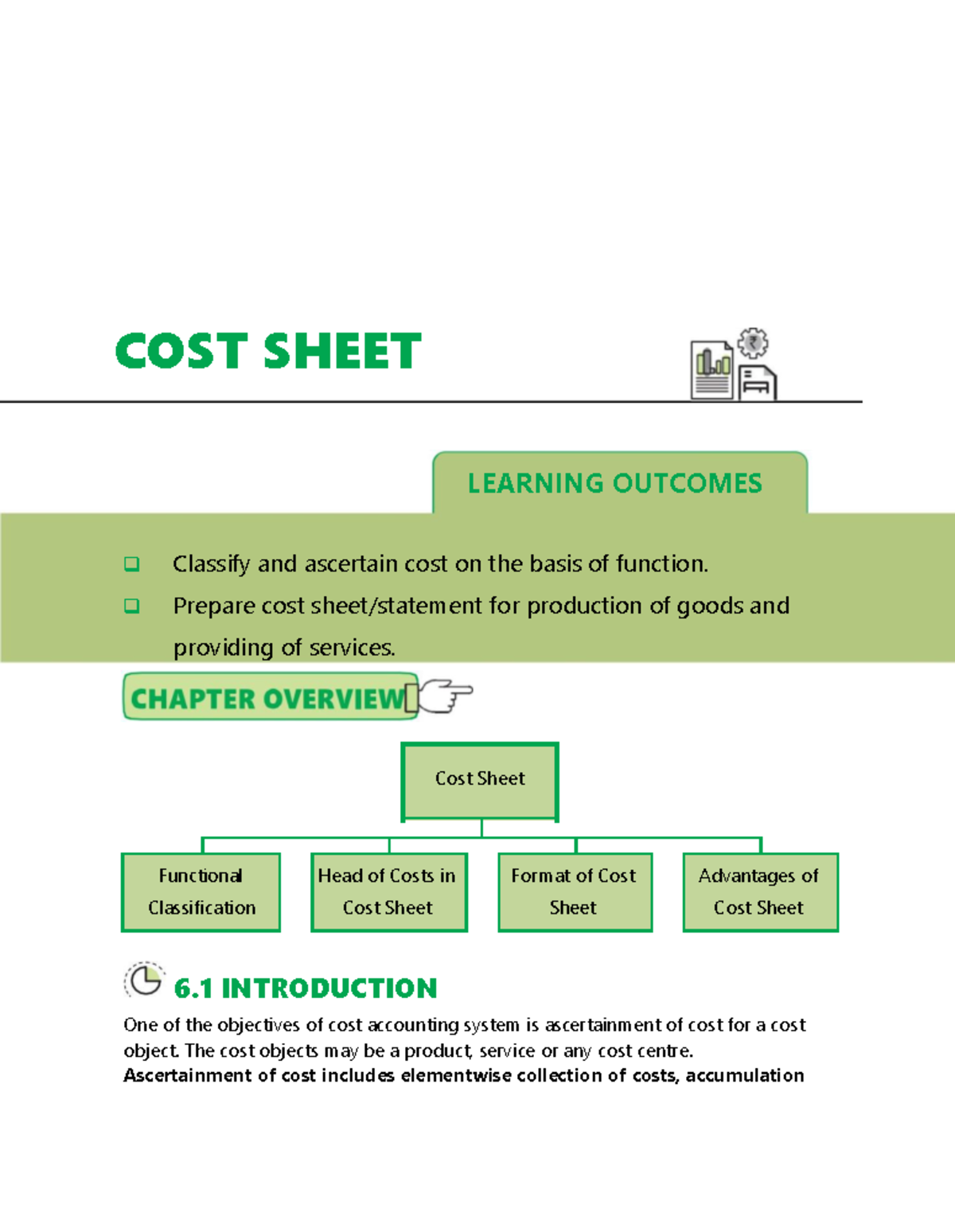 COST Sheet - CHAPTER 6 COST SHEET LEARNING OUTCOMES Classify and ...