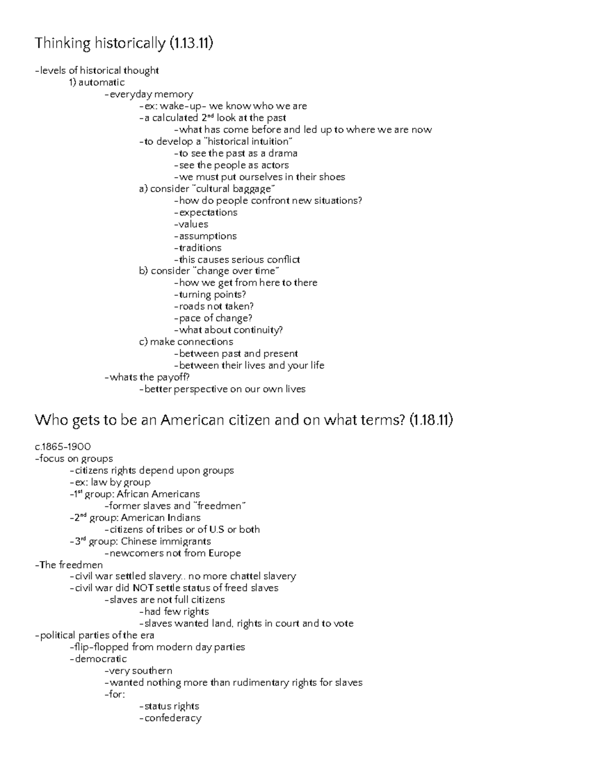 Exam 1 Notes - Thinking historically (1.13) -levels of historical ...