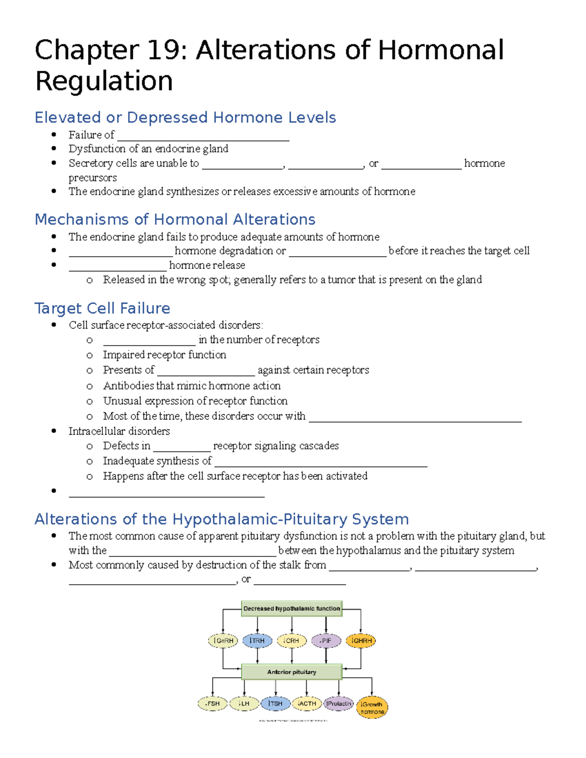 Chapter 19 Notes - Alterations of Hormonal Regulation - Chapter 19 ...