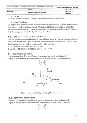 Tpn01 eln-app m1 as-aii - TP Electronique appliquée - Studocu