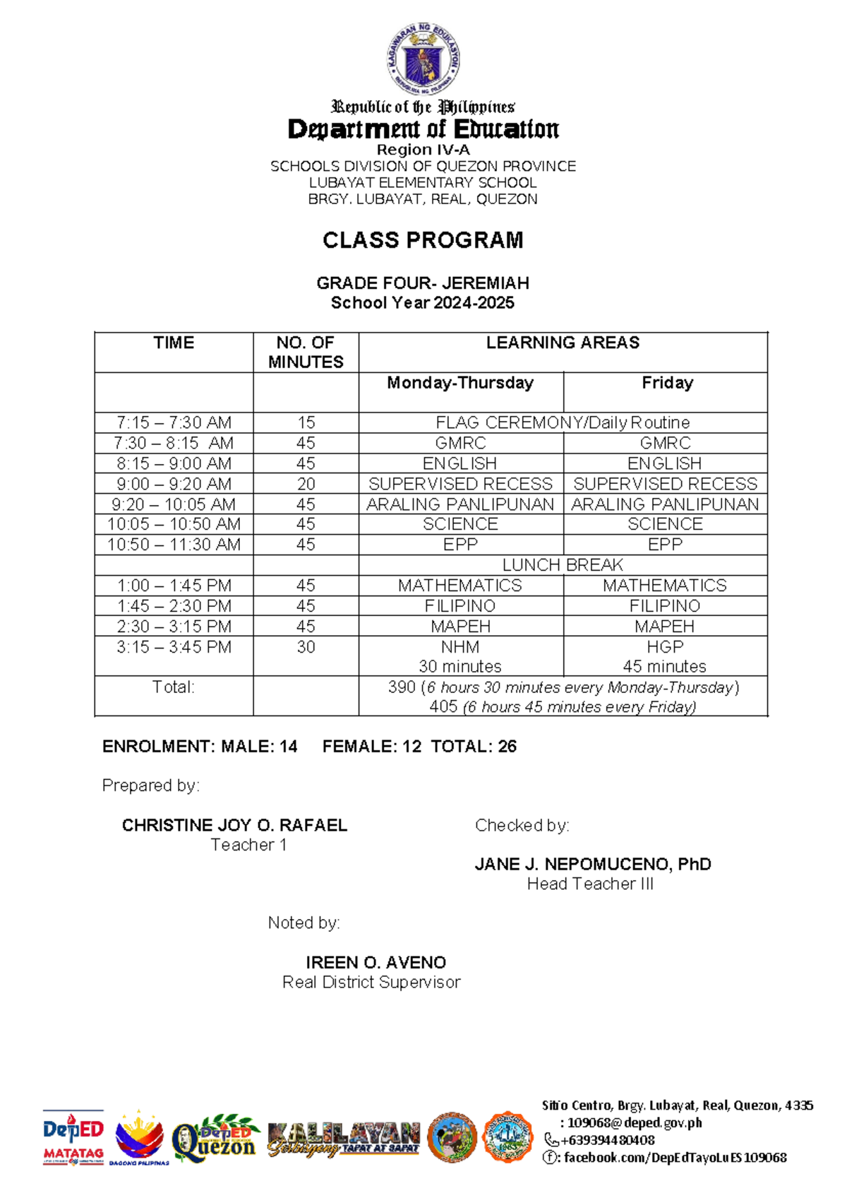 Class- Program Matatag Curriculum - Sitio Centro, Brgy. Lubayat, Real ...