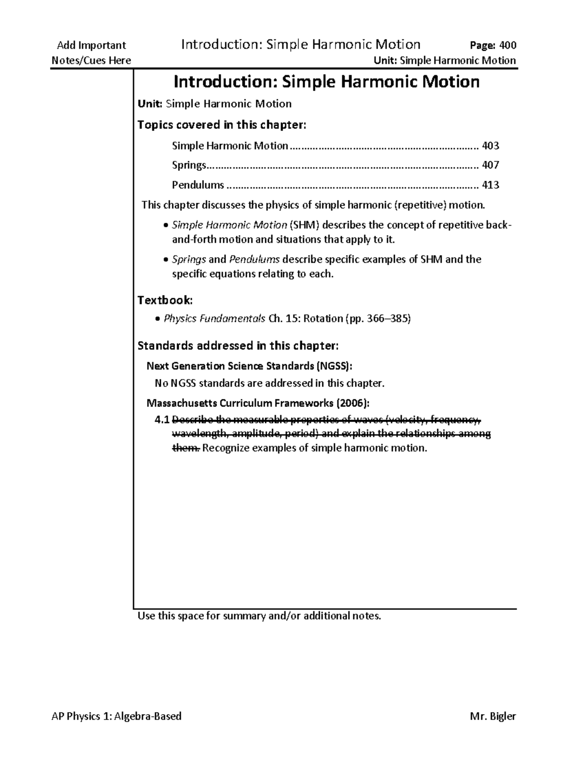 Shm notes - Add Important Introduction: Simple Harmonic Motion Page ...