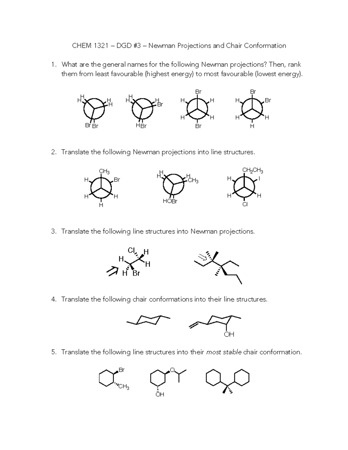 3 - Newman Projections and Chair Conformation - What are the general ...
