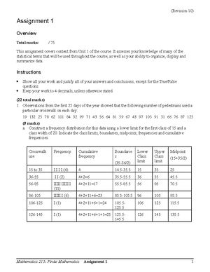 Assignment 05 - notes - Assignment 5 Overview Total marks: / 70 This ...
