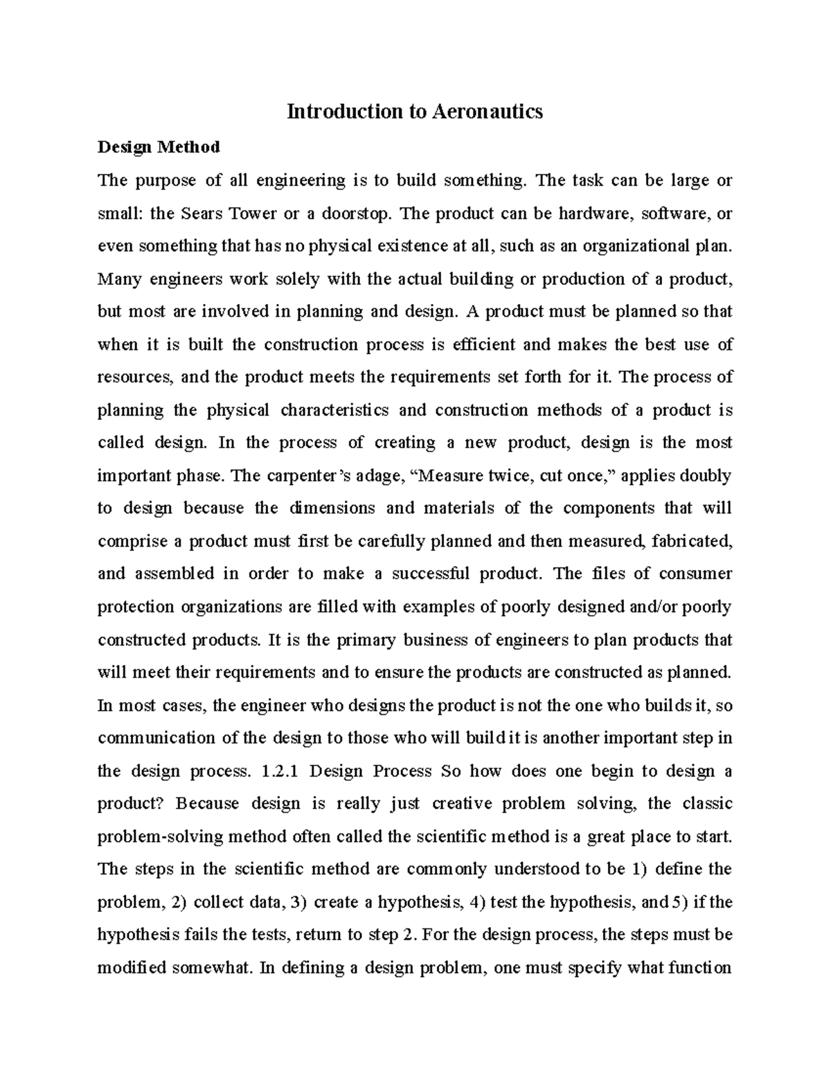 Introduction to Aeronautics Lecture note 1 - Introduction to ...