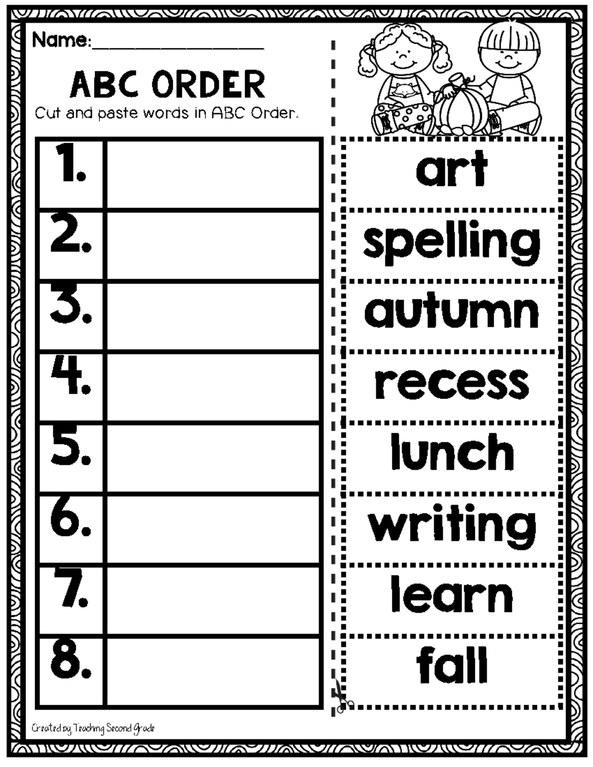 ABCOrder Worksheets Free Alphabetical Order Practice - Name ...