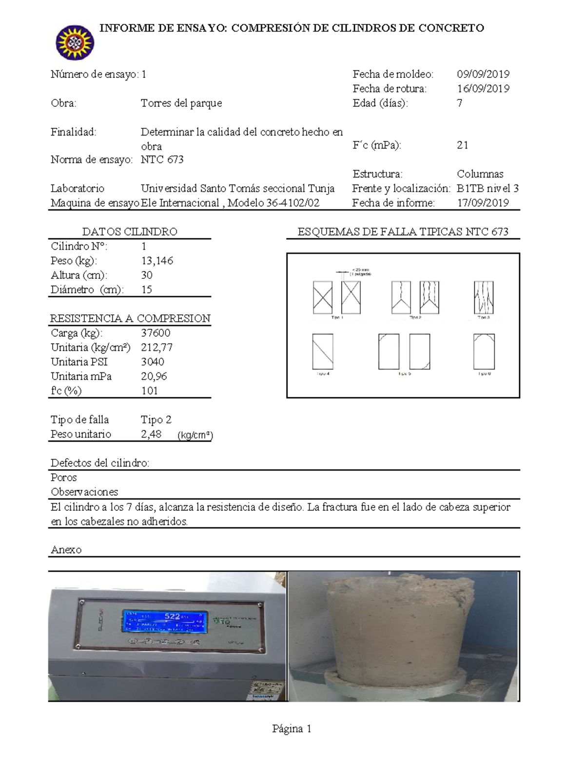 2020miguelsánchez 11 - Nmmmmmmm - Número de ensayo: 1 Fecha de moldeo ...