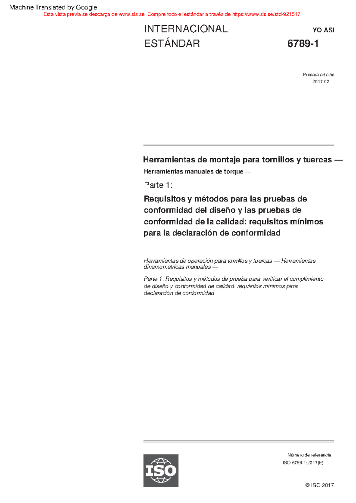 ISO 6789 parte 1 - ####### © ISO 2017 declaración de conformidad Parte 1: Requisitos y métodos ...