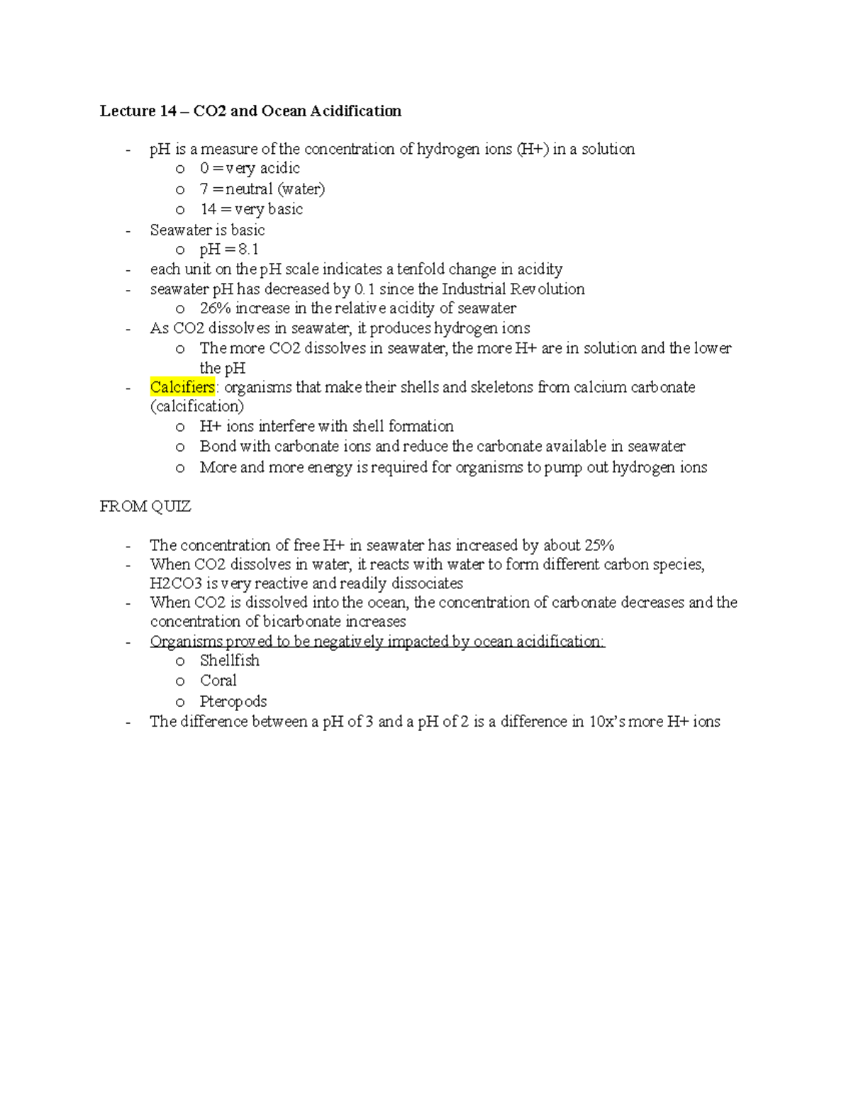 Lecture 14 – CO2 and Ocean Acidification - Lecture 14 – CO2 and Ocean ...