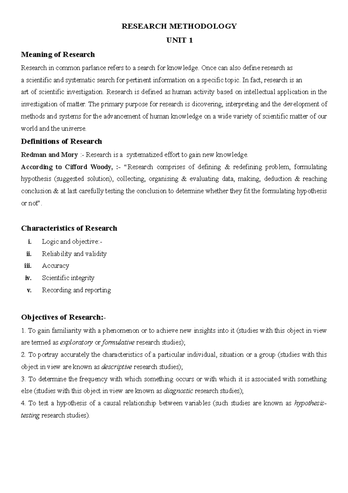 Research Methodology - RESEARCH METHODOLOGY UNIT 1 Meaning of Research ...