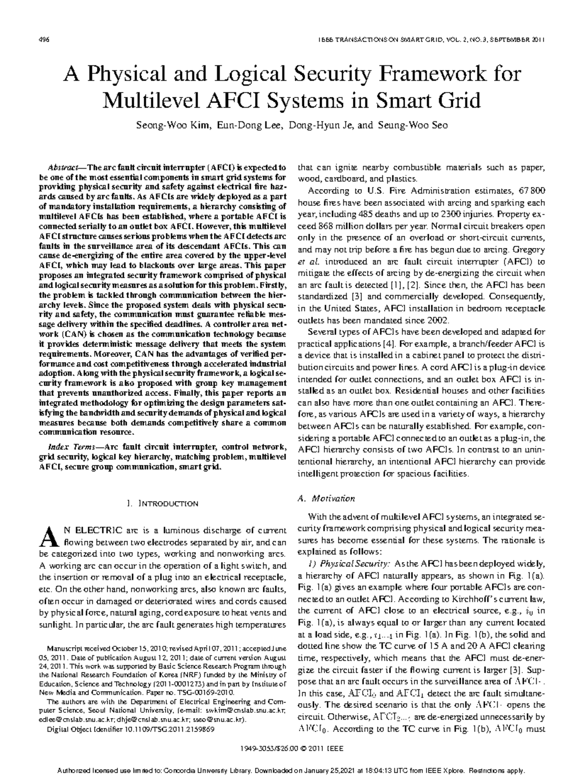A Physical and Logical Security Framework for Multilevel AFCI Systems ...