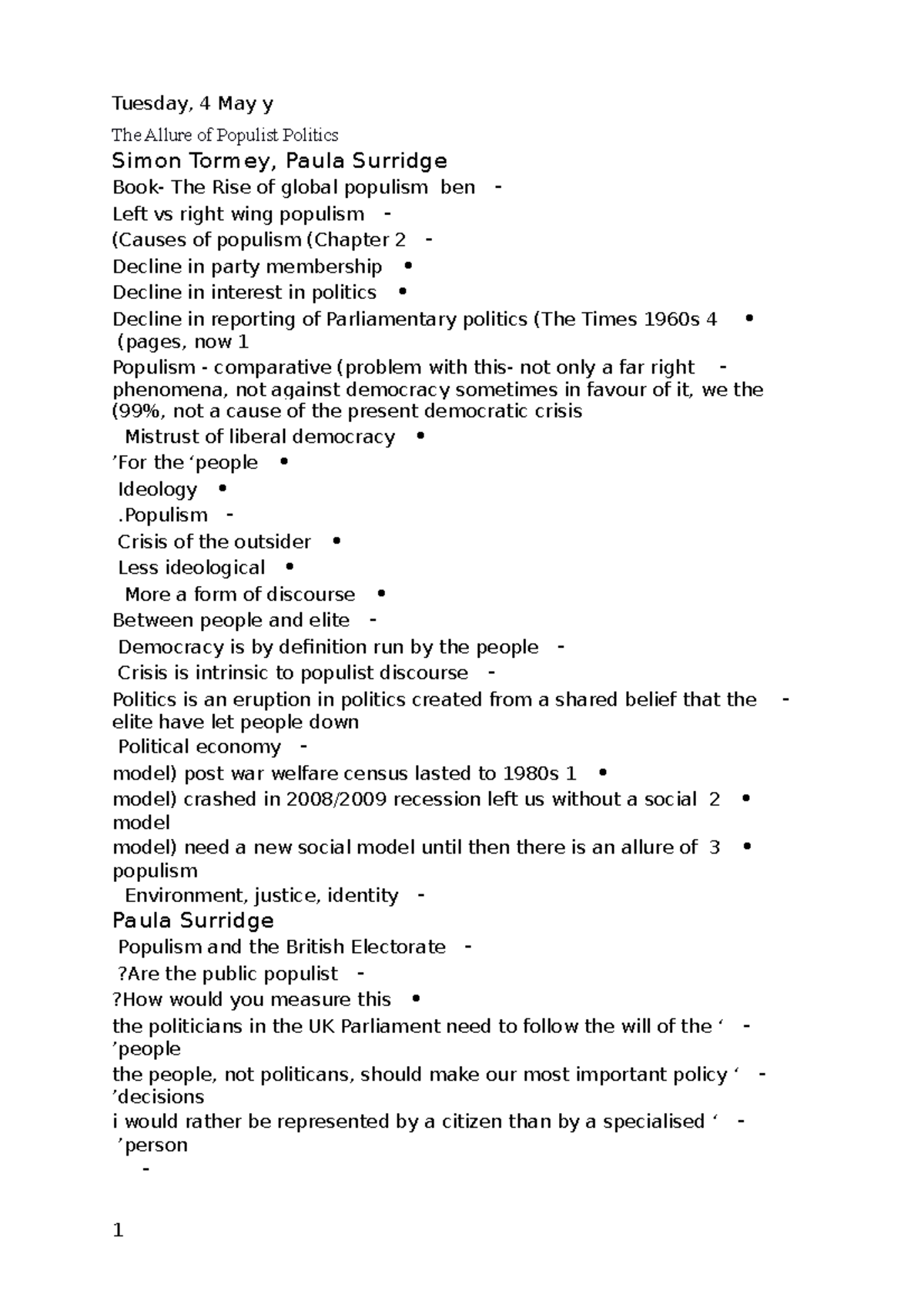 The Allure of Populist Politics - Sunday, 17 May y The Allure of ...