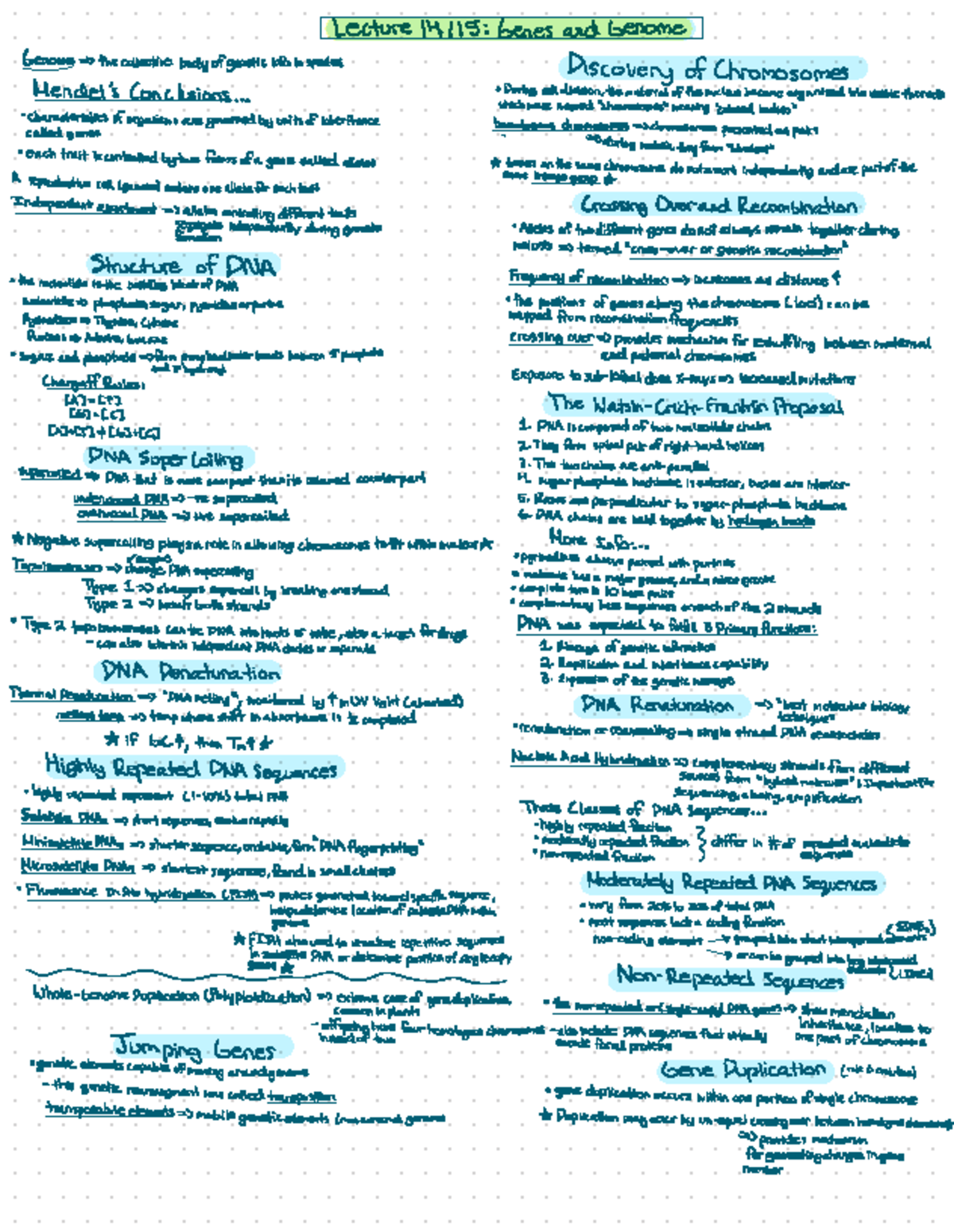BMSC 220 Final Notes 2 - Lecture 14115 : Genes and Genome Genome the ...