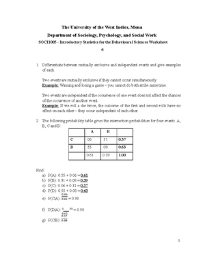 Worksheet Activity For Tutorial Week Eight - Introduction to Statistics ...