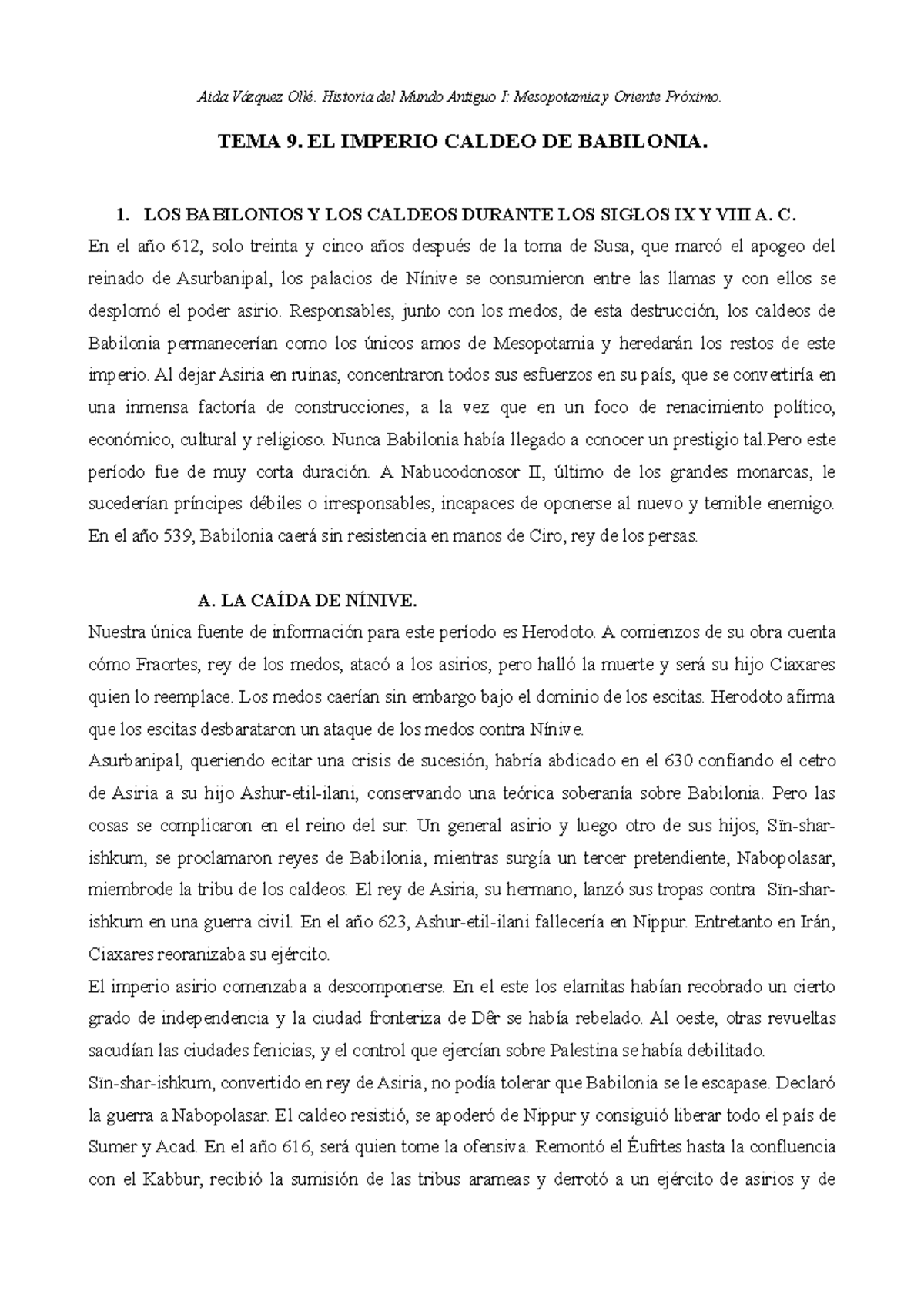 Tema 9 Historia Antigua - TEMA 9. EL IMPERIO CALDEO DE BABILONIA. 1 ...