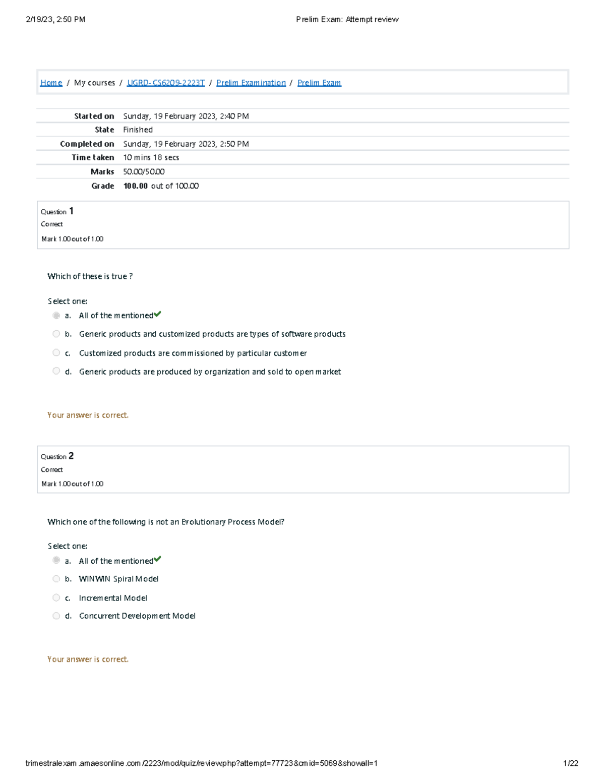 Software Engineering Prelim EXAM - Home / My courses / UGRD-CS6209 ...
