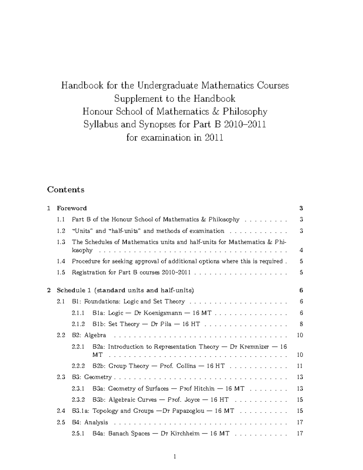 Mpbsynop - math courses oxford university - Handbook for the ...