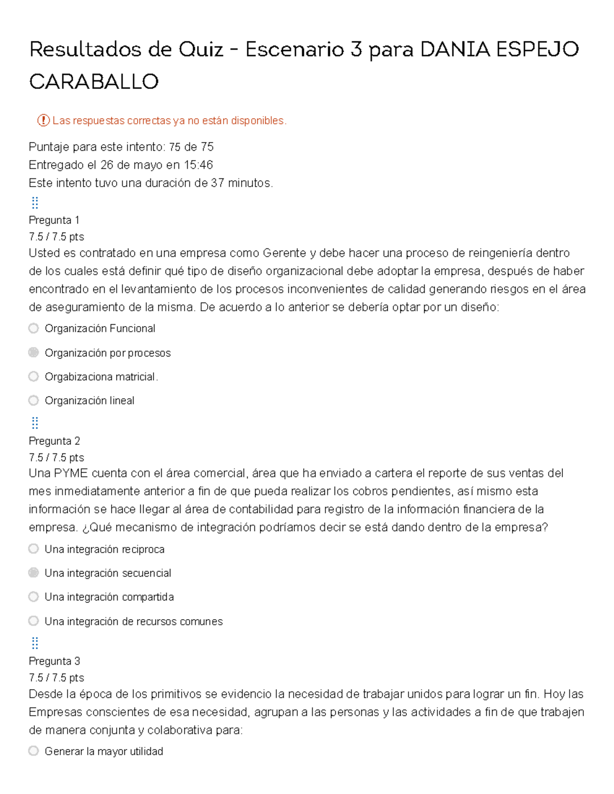 Historial de exámenes para Dania Espejo Caraballo Quiz - Escenario 3 ...