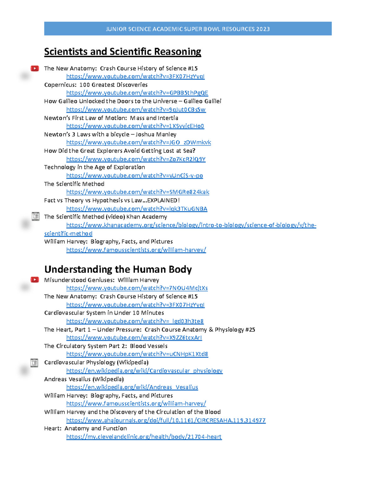 Jr Science Resources 2023 - JUNIOR SCIENCE ACADEMIC SUPER BOWL ...
