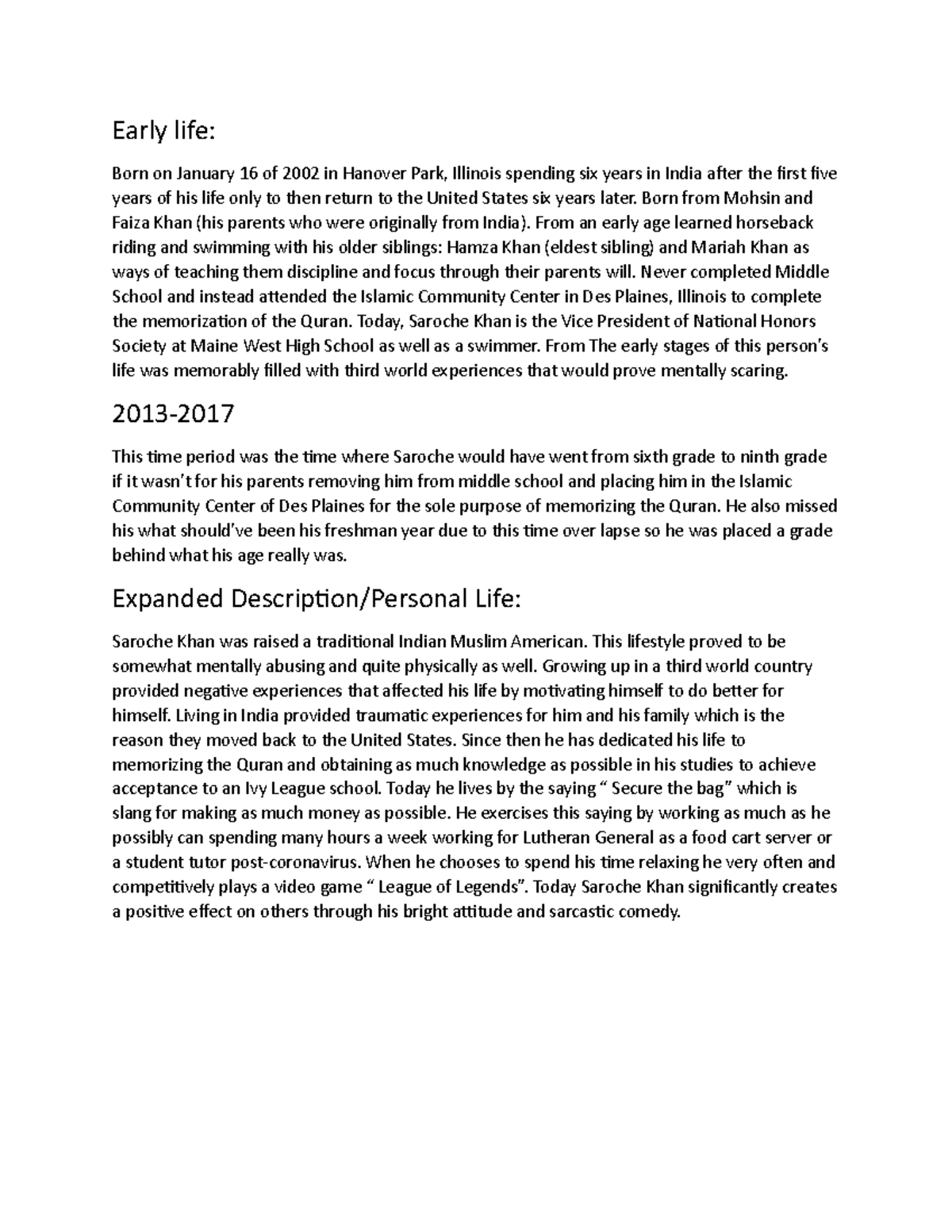 Biography Of Saroche Khan ( My Best Friend) - Early life: Born on ...