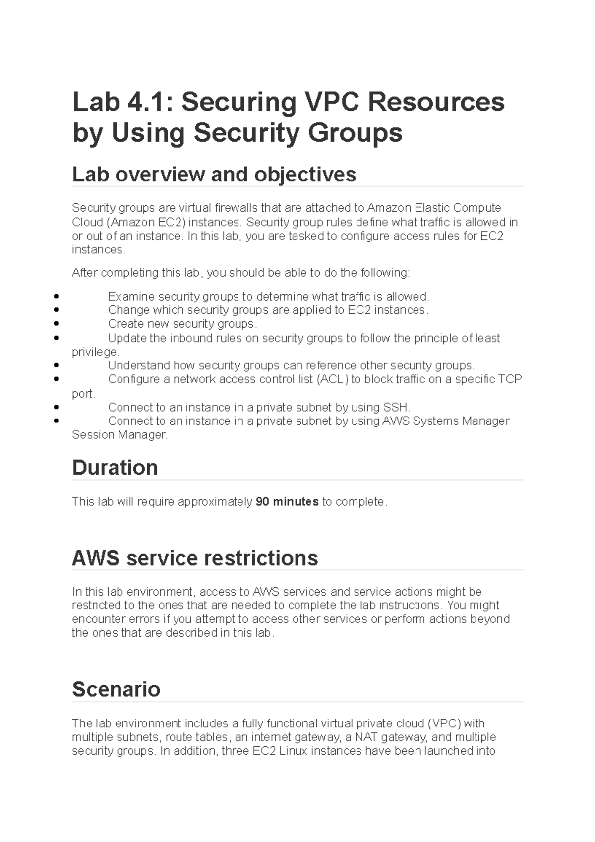 Aws.Lab 4 - good better to do - Lab 4: Securing VPC Resources by Using ...