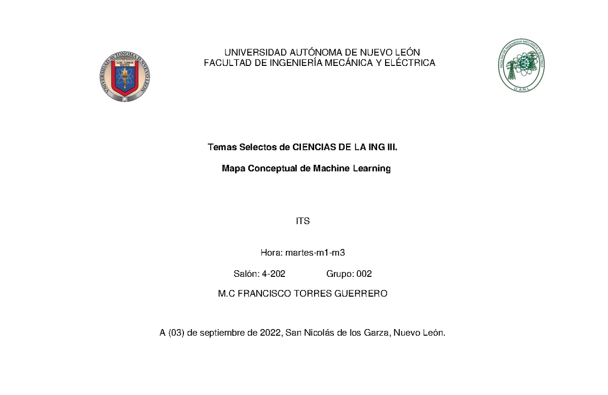 Mapa Conceptual de Deep Machine Learning - UNIVERSIDAD AUTÓNOMA DE NUEVO LEÓN FACULTAD DE ...