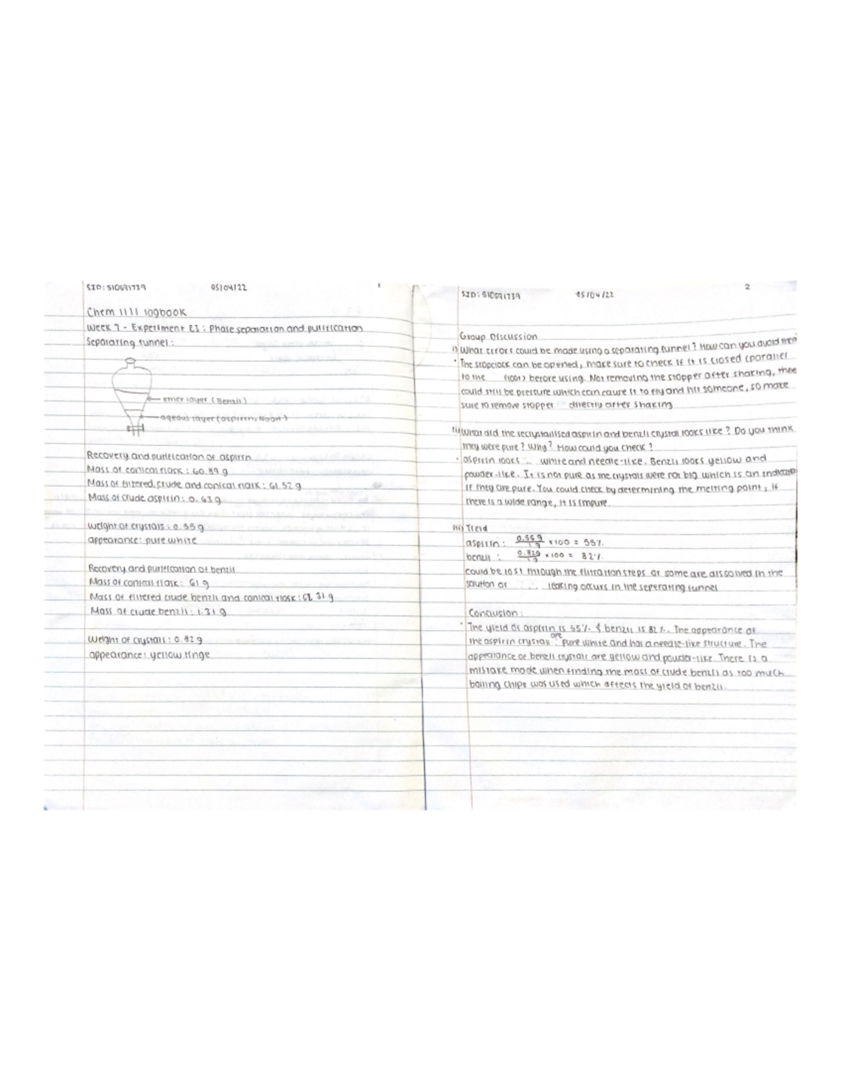 Logbook E3 - CHEM1111 - Studocu