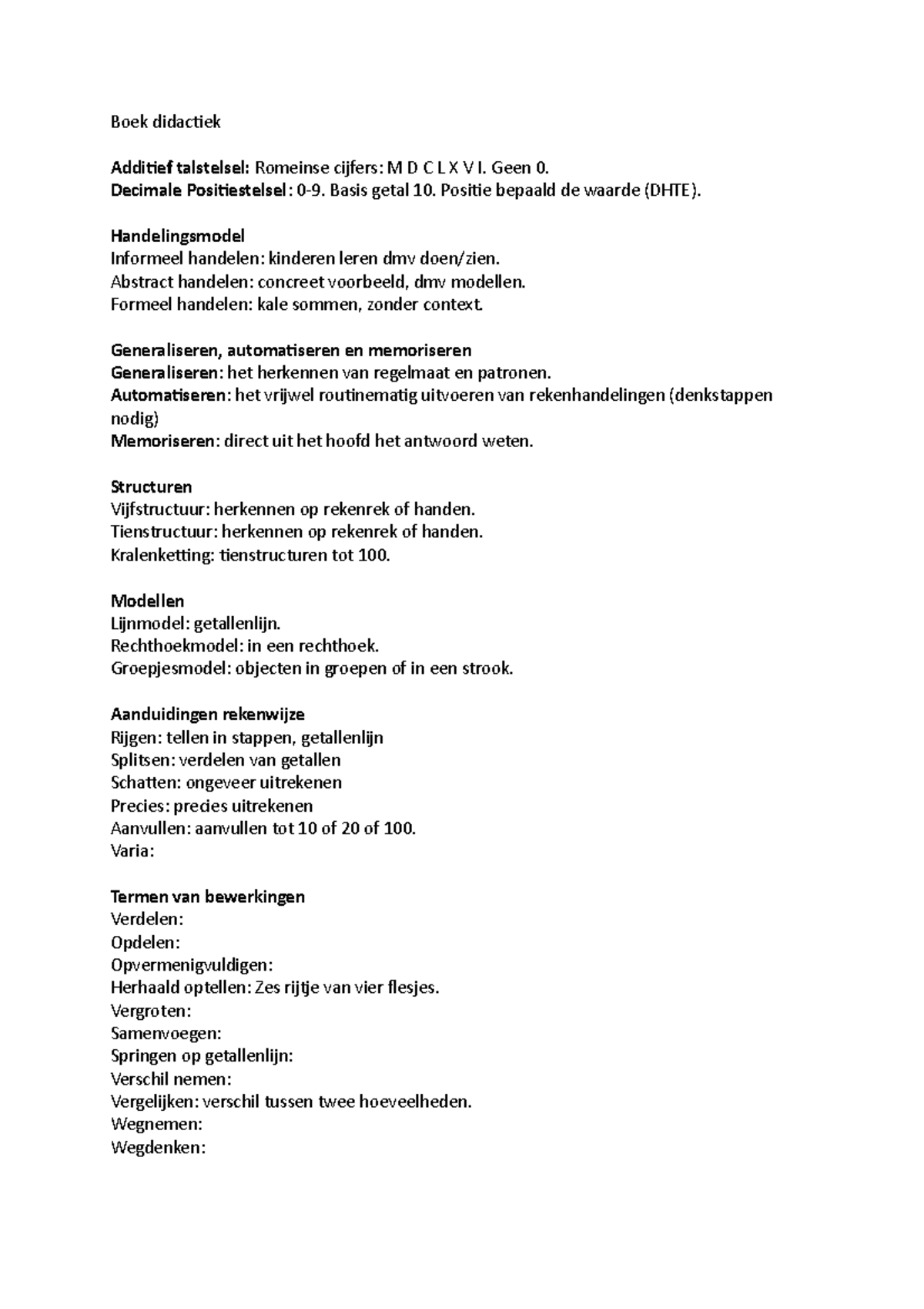 Rekenen - Korte samenvatting met belangrijke elementen - Boek didaciek ...